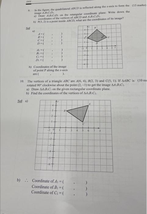 Solved 9. In the figure, the quadrilateral ABCD is reflected | Chegg.com