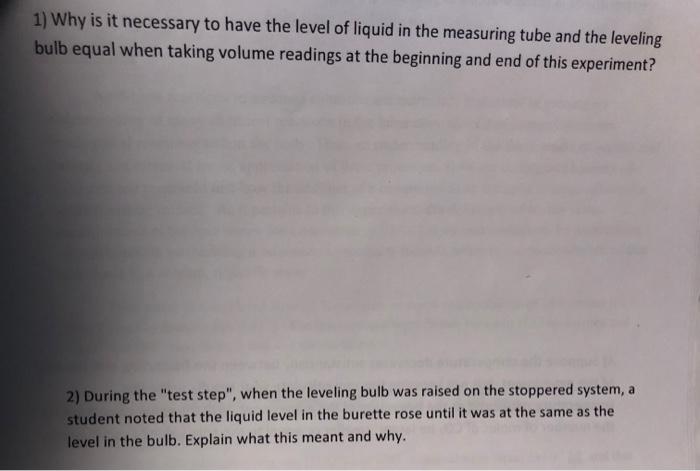 Solved Experiment using an inverted burette apparatus to | Chegg.com