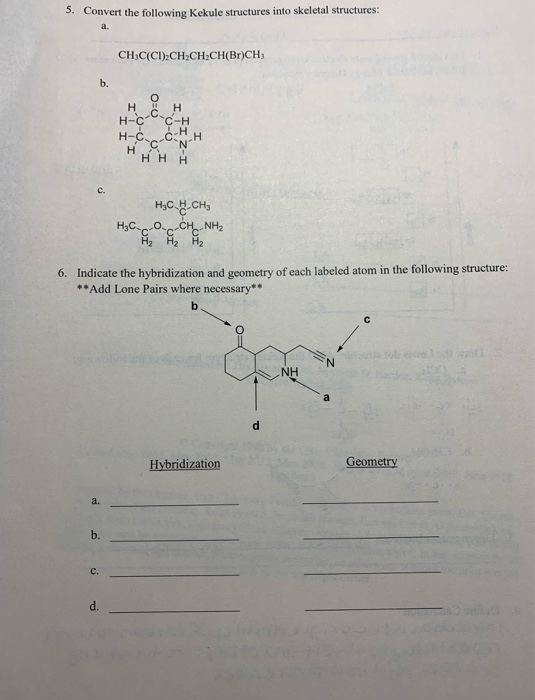 Solved 5. Convert the following Kekule structures into | Chegg.com