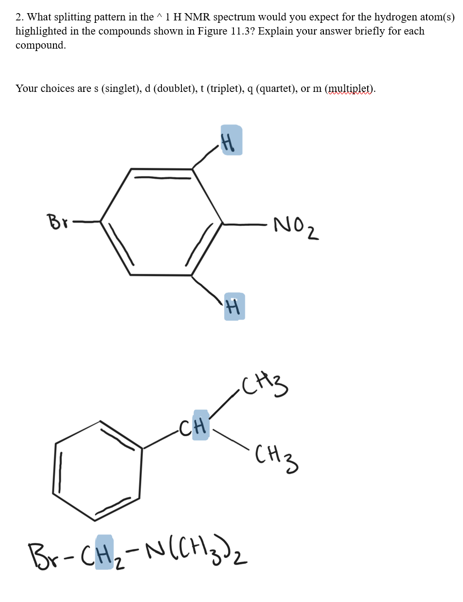Solved What splitting pattern in the ?1H ﻿NMR spectrum would | Chegg.com