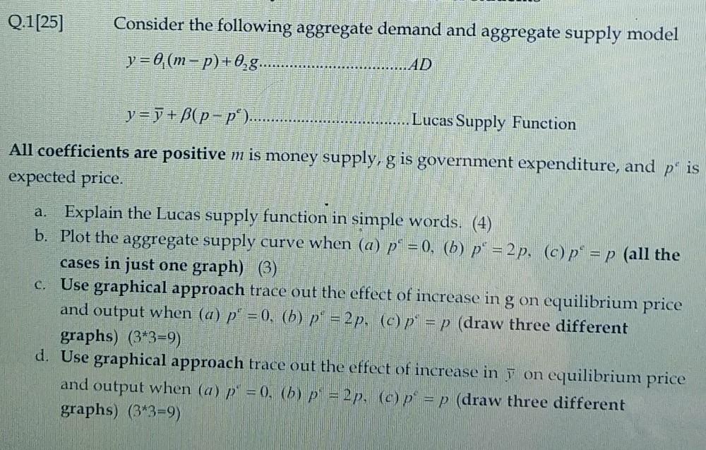 Q.1[25] Consider the following aggregate demand and | Chegg.com