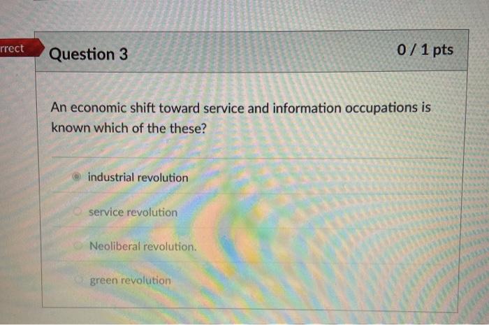 Solved rrect Question 3 0/1 pts An economic shift toward | Chegg.com