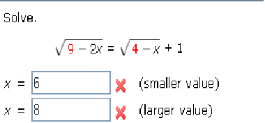 Solved Solve, x = (smaller value) x = (larger value) | Chegg.com