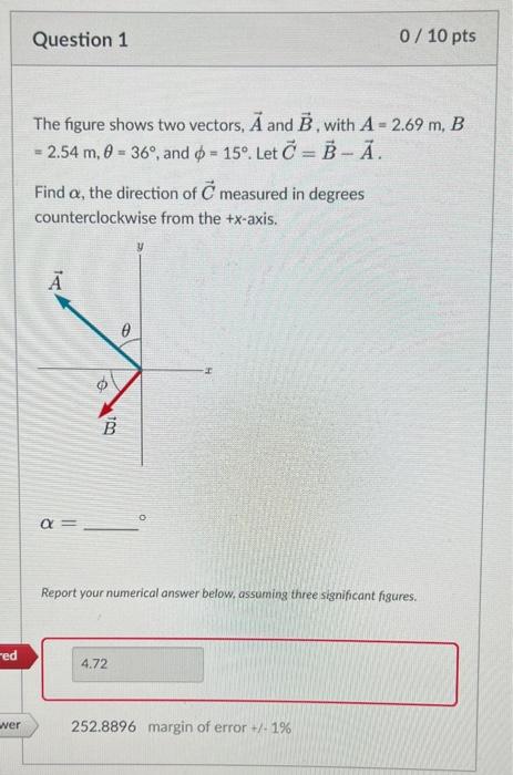 Solved The figure shows two vectors, A and B, with A=2.69 | Chegg.com