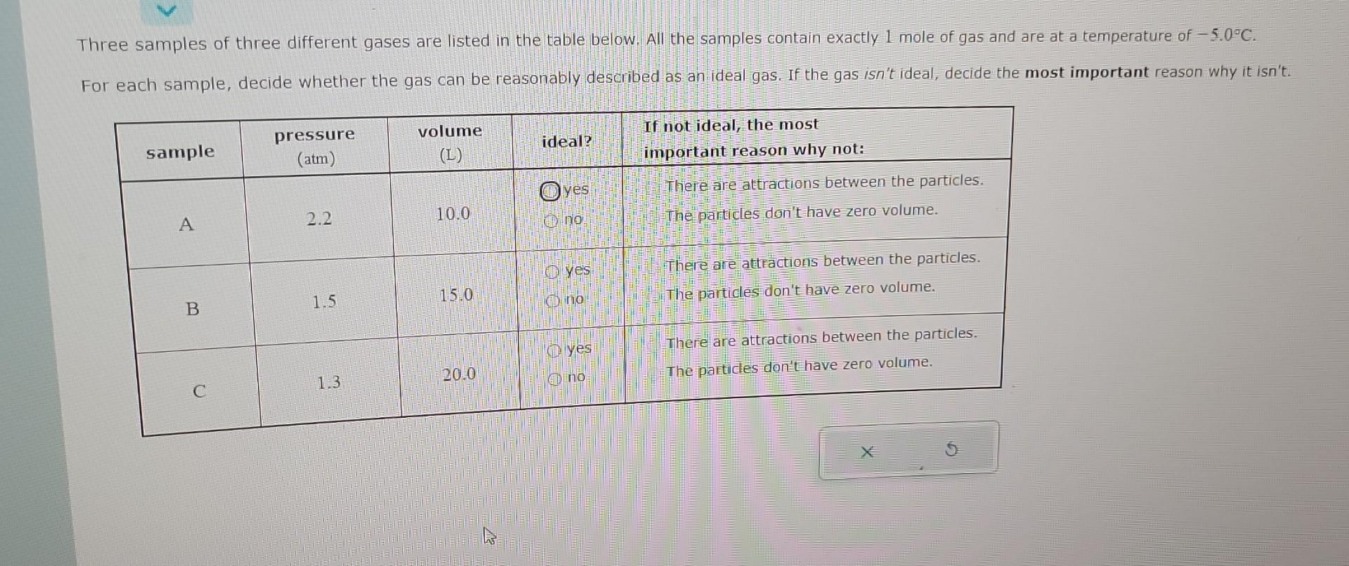 Solved Three samples of three different gases are listed in | Chegg.com