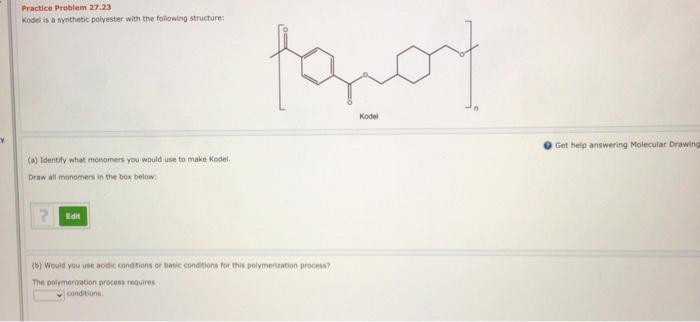 Solved Practice Problem 27.23 Kodel is a synthetic polyester | Chegg.com