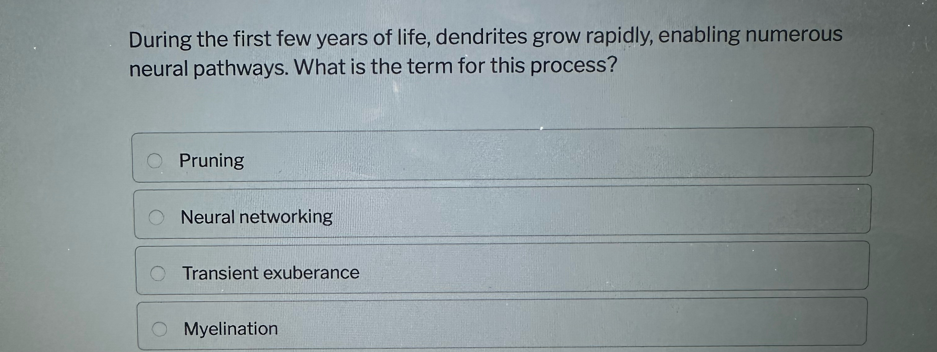 Solved During the first few years of life, dendrites grow | Chegg.com