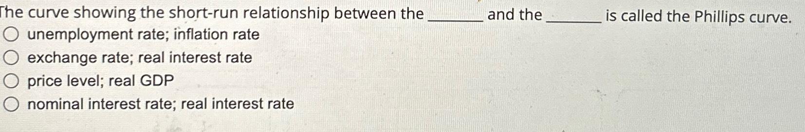 Solved The curve showing the short-run relationship between | Chegg.com