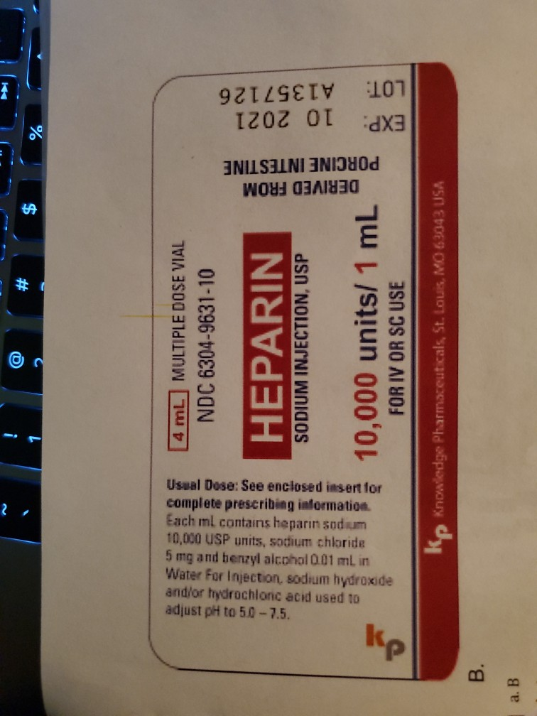 Solved A physician orders HEPARIN SODIUM 1750 units subcut. | Chegg.com