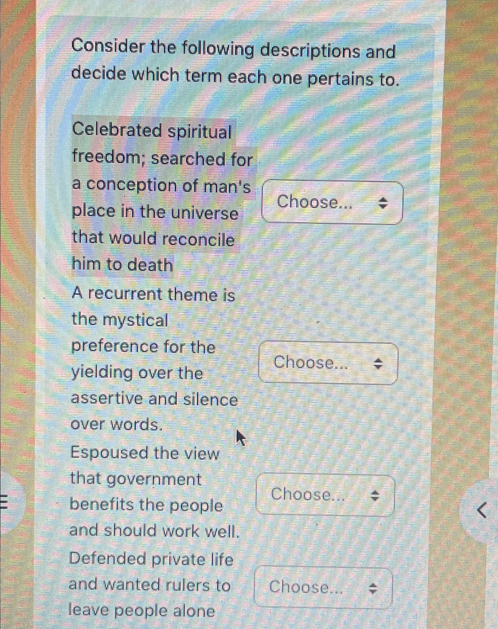Solved Consider the following descriptions and decide which | Chegg.com