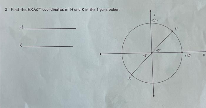 Solved 2. Find the EXACT coordinates of H and K in the | Chegg.com