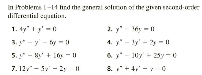 Solved In Problems 1-14 find the general solution of the | Chegg.com