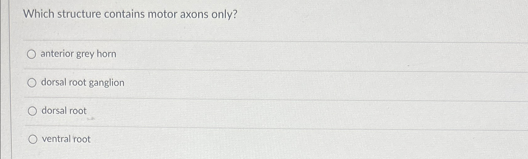 Solved Which structure contains motor axons only?anterior | Chegg.com