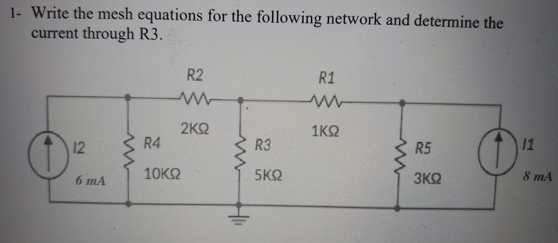 Solved 1- Write the mesh equations for the following network | Chegg.com