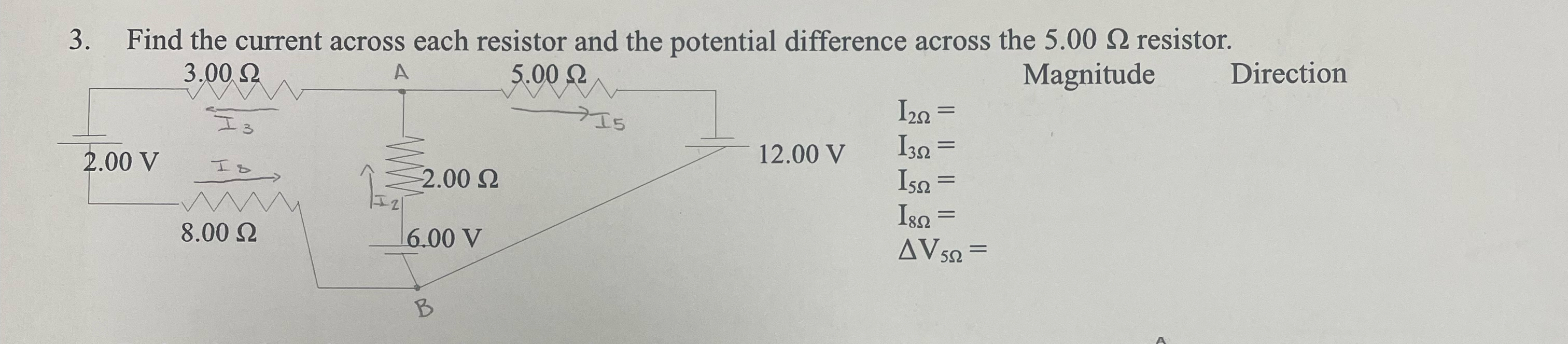 Solved Find the current across each resistor and the | Chegg.com