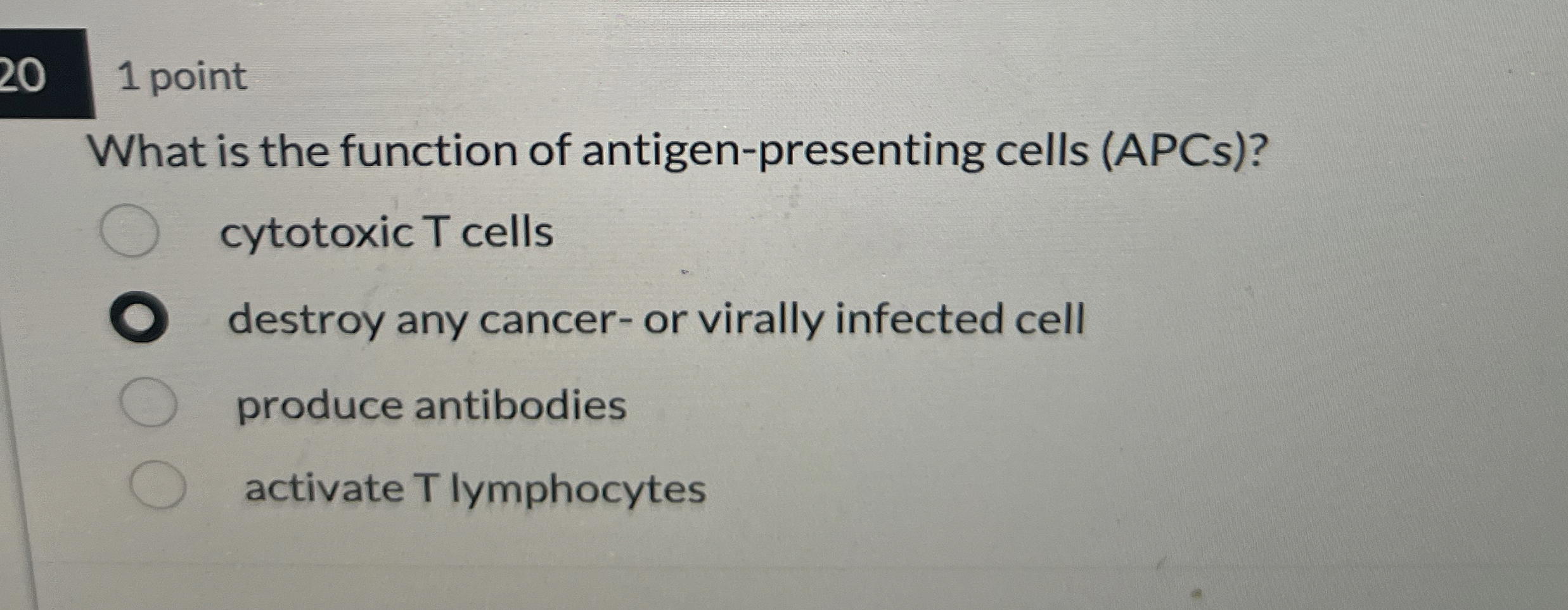 Solved 1 ﻿pointWhat is the function of antigen-presenting | Chegg.com