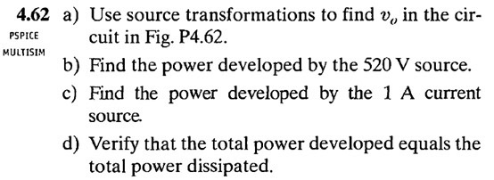 Solved PSPICE 4.62 a) Use source transformations to find v, | Chegg.com