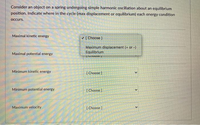 Solved Consider an object on a spring undergoing simple | Chegg.com