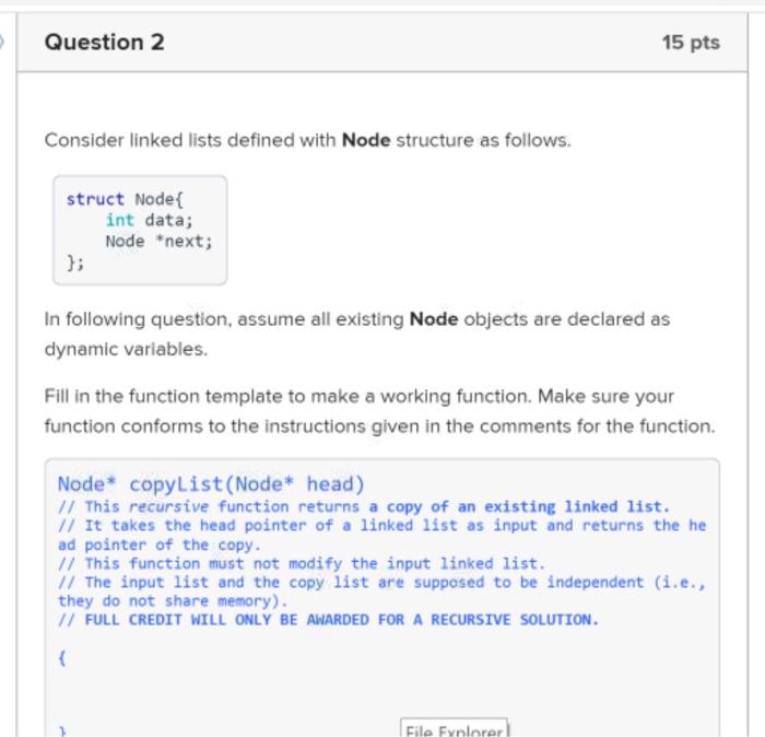 Solved Question 2 15 pts Consider linked lists defined with | Chegg.com Solved Question 2 15 pts Consider linked lists defined with | Chegg.com