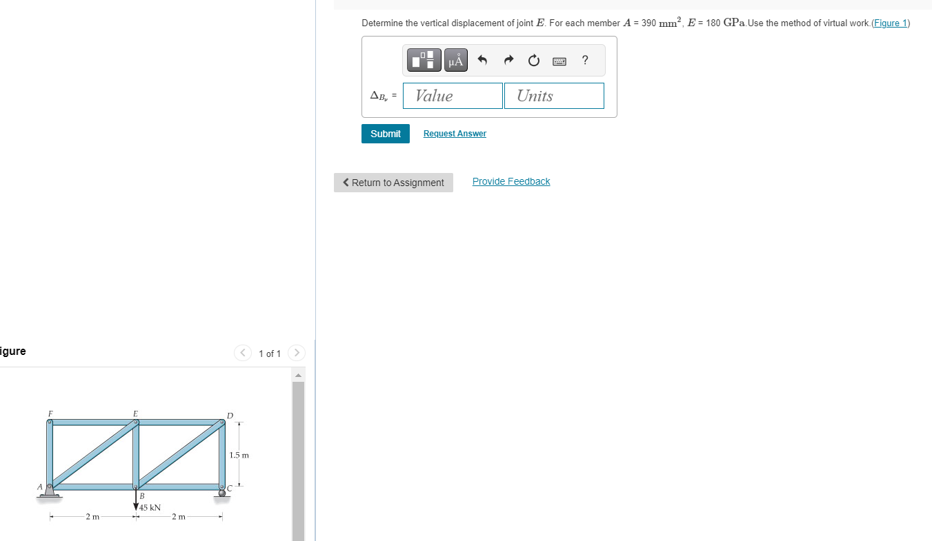 Solved Determine the vertical displacement of joint E. ﻿For | Chegg.com