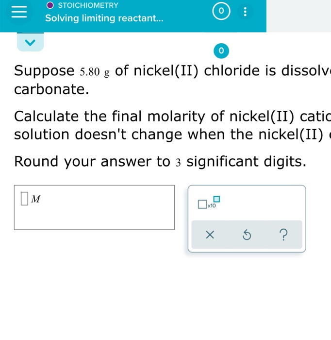 Solved O STOICHIOMETRY Solving limiting reactant... o | Chegg.com