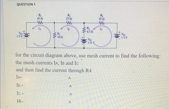 Solved QUESTION 1 for the circuit diagram above, use mesh | Chegg.com