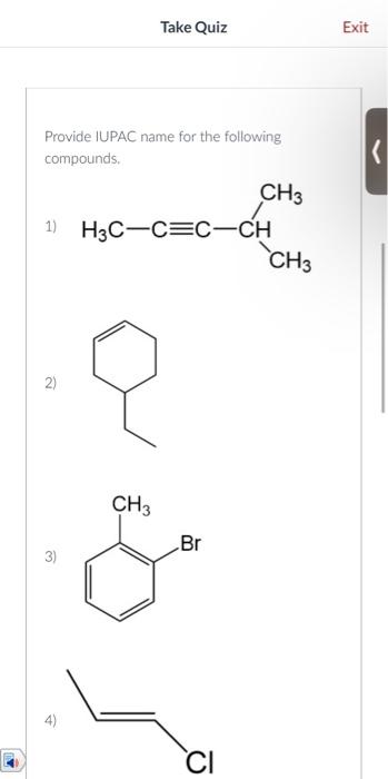 Solved Provide IUPAC name for the following compounds. 1) 2) | Chegg.com