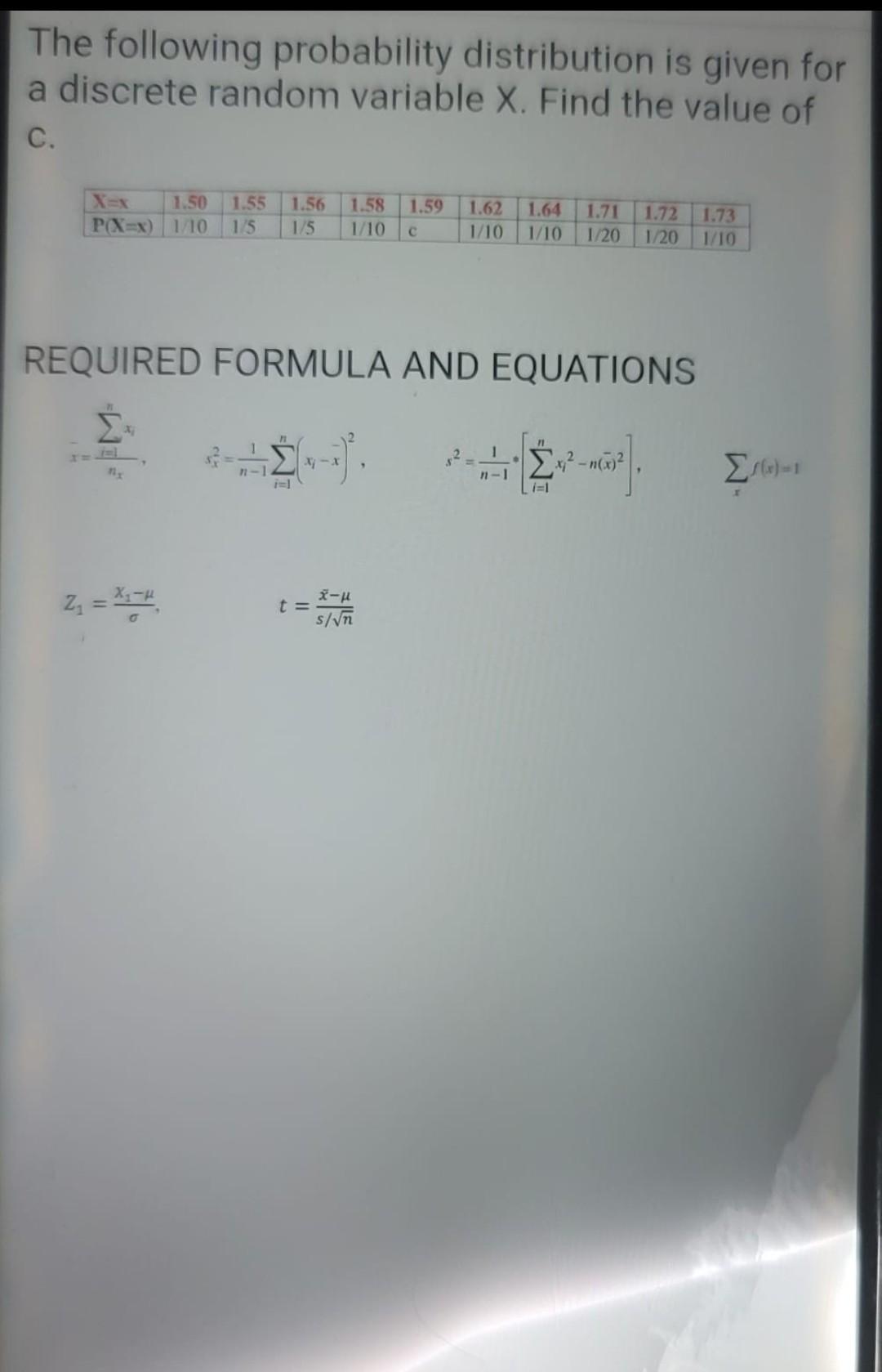 Solved The following probability distribution is given for a | Chegg.com
