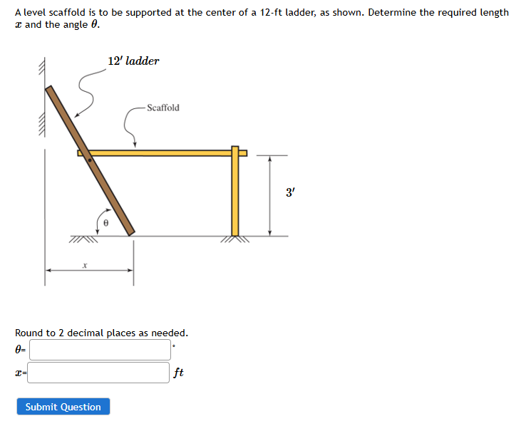 Solved A level scaffold is to be supported at the center of | Chegg.com