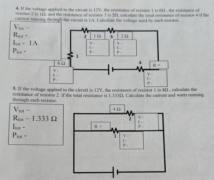 Solved 4. If the voltage applied to the circuit is 12 V, the | Chegg.com