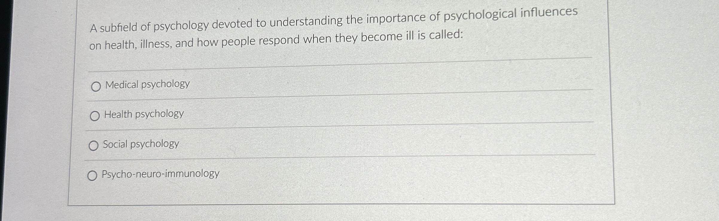 Solved A subfield of psychology devoted to understanding the | Chegg.com