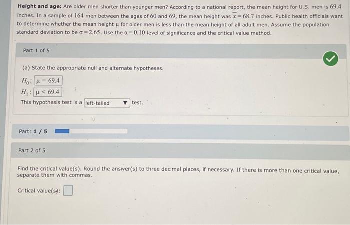 Solved Height and age: Are older men shorter than younger | Chegg.com