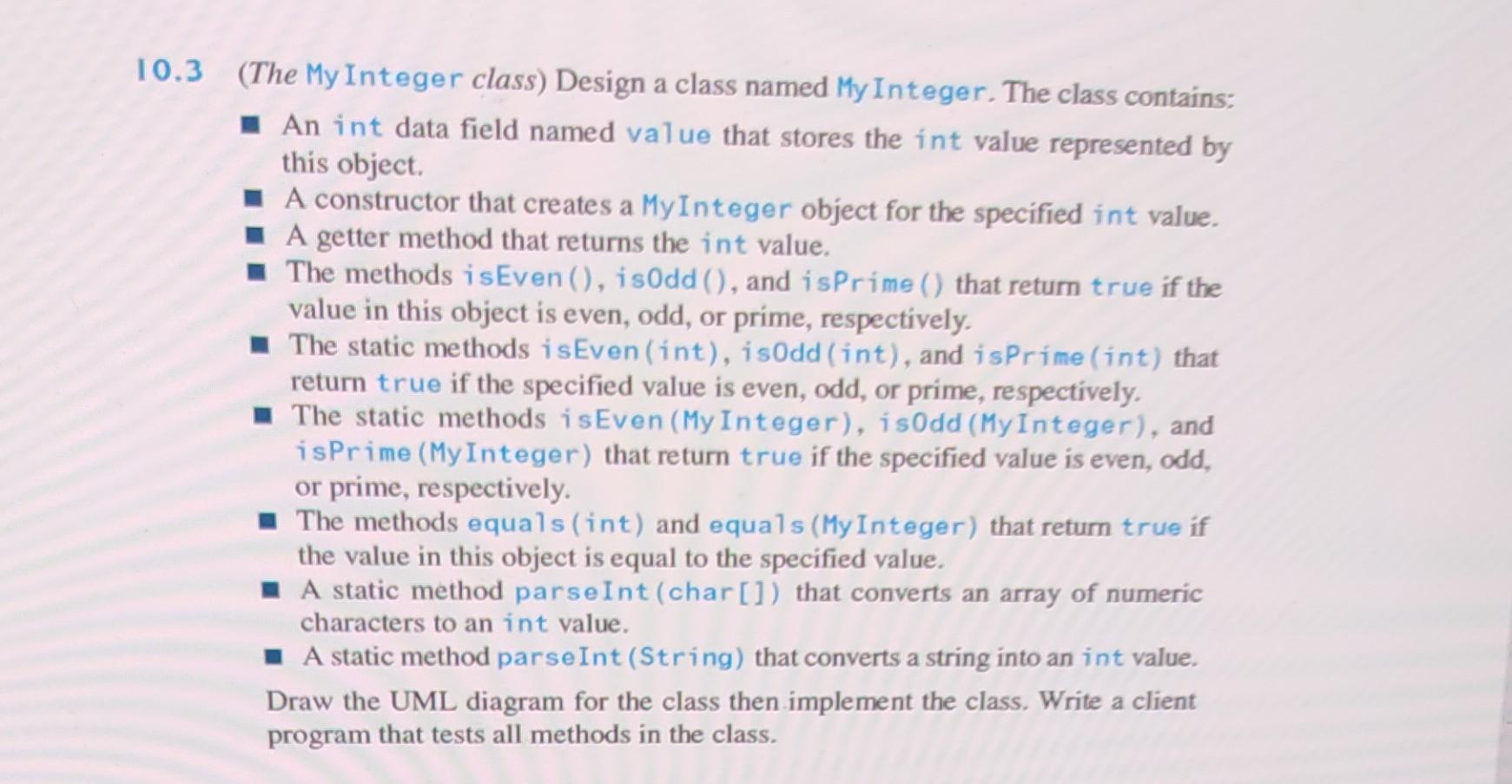 Solved 03 The My Integer Class Design A Class Named My 2110