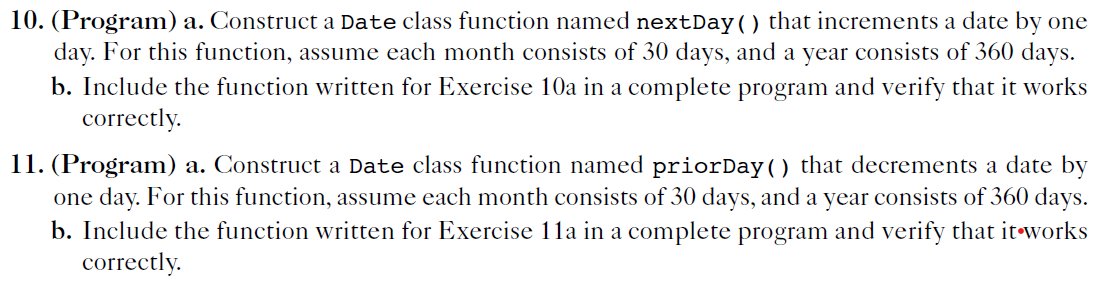 Solved (Program) ﻿a. ﻿Construct a Date class function named | Chegg.com