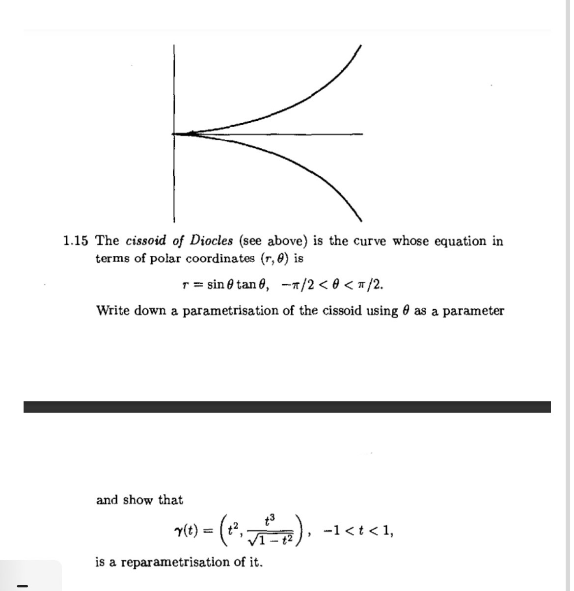 Solved 1.15 ﻿The cissoid of Diocles (see above) ﻿is the | Chegg.com