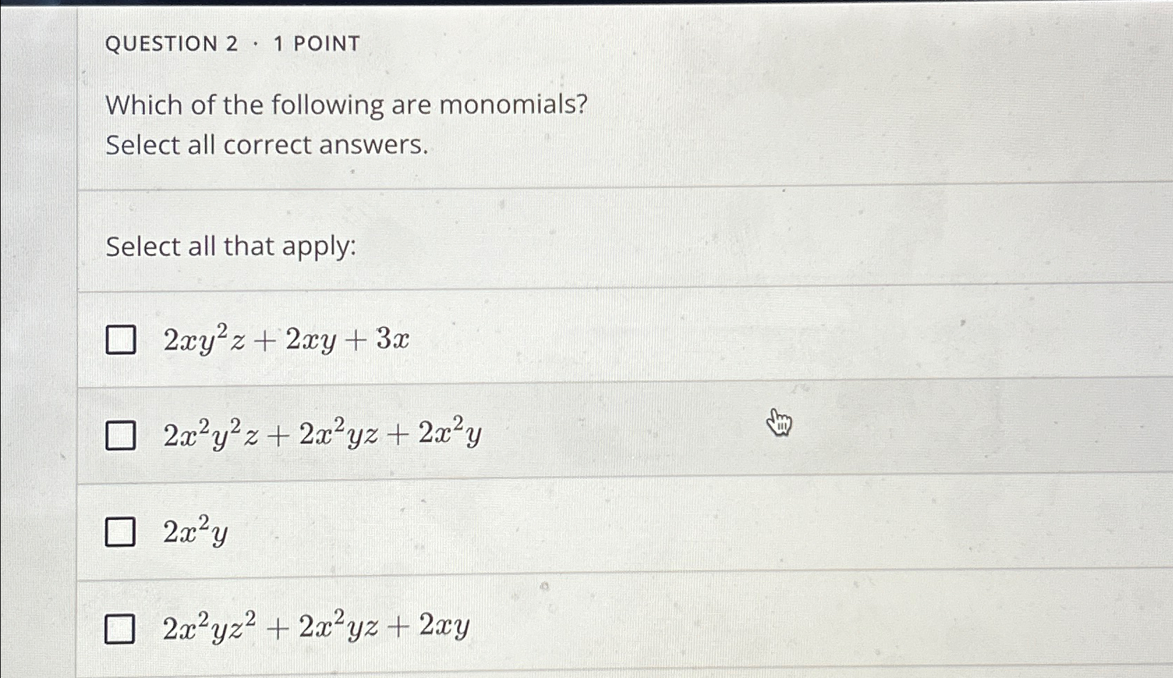 Solved QUESTION 2 - 1 ﻿POINTWhich of the following are | Chegg.com