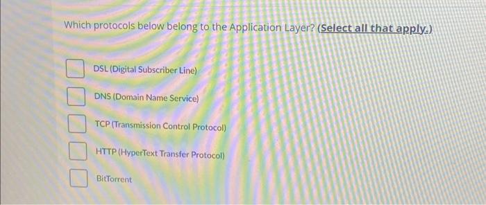 Solved Which protocols below belong to the Application | Chegg.com