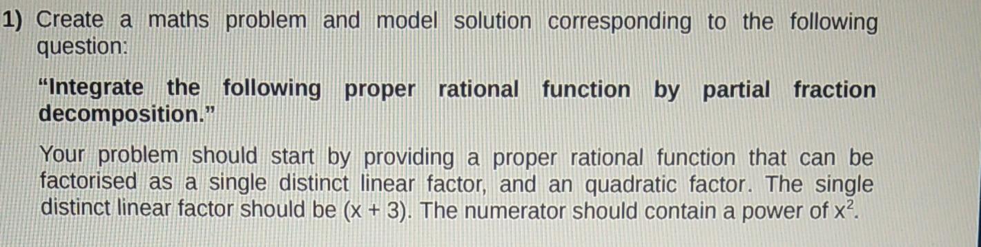 Solved 1) Create a maths problem and model solution | Chegg.com