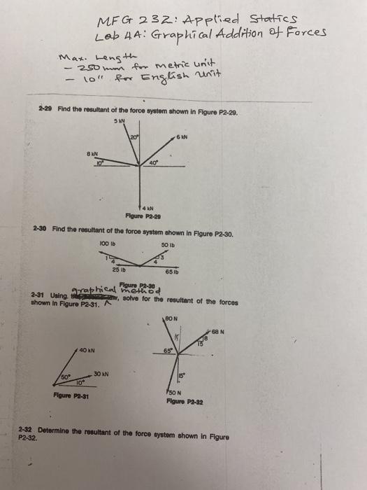 Solved MFG 232: Applied statics Lab 4A: Graphical Addition | Chegg.com
