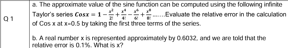 Solved a. ﻿The approximate value of the sine function can be | Chegg.com