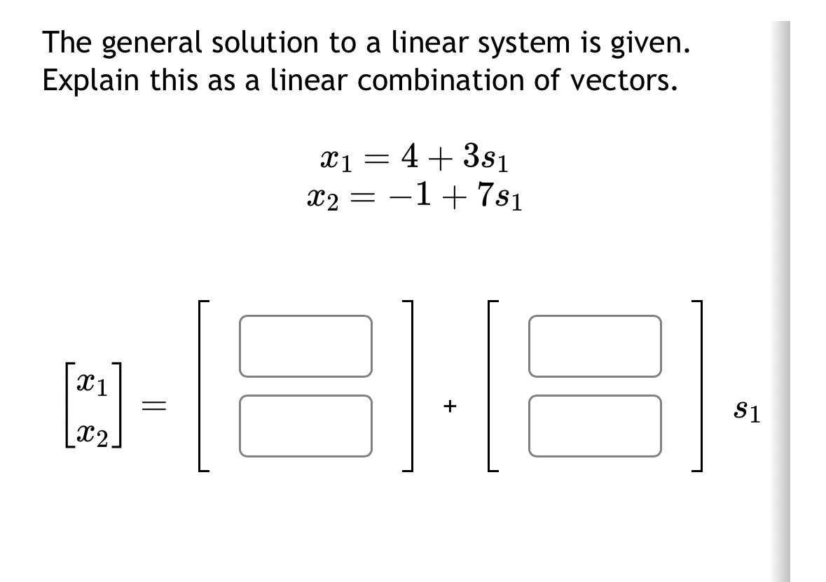 Solved The general solution to a linear system is given. | Chegg.com