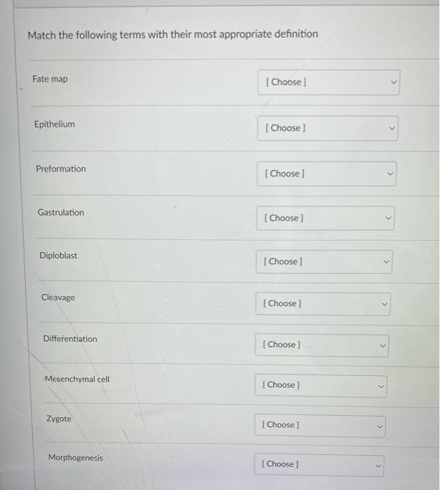 Solved Match the following terms with their most appropriate | Chegg.com