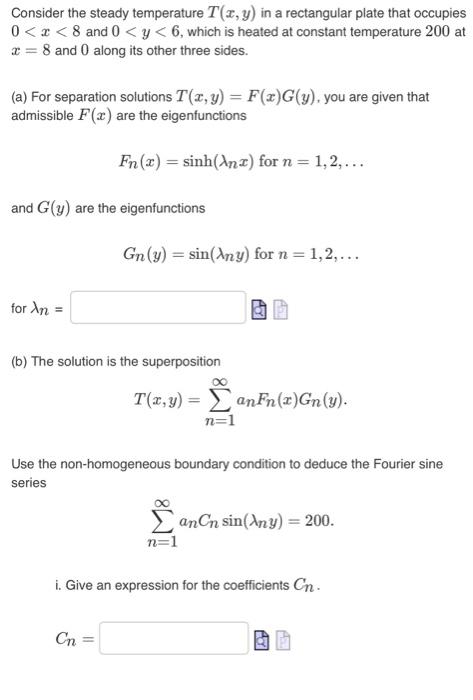 Solved Consider the steady temperature T(x,y) in a | Chegg.com