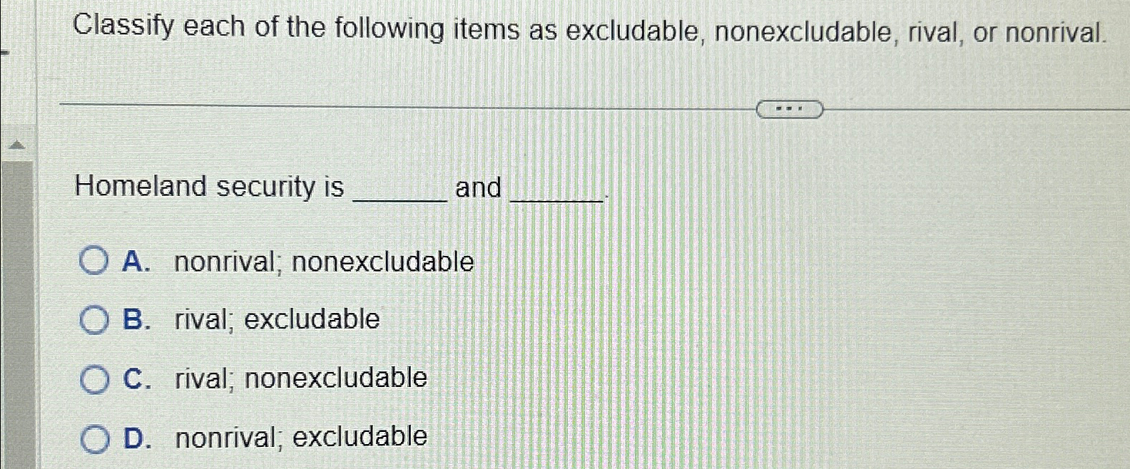 Solved Classify each of the following items as excludable, | Chegg.com