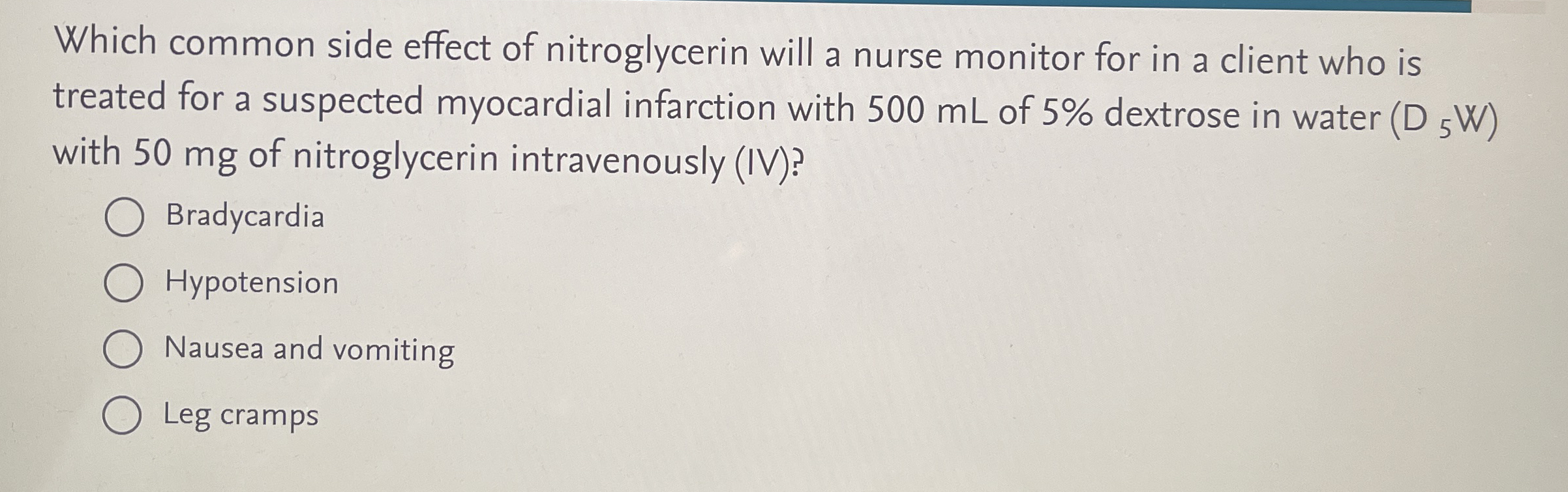 Solved Which common side effect of nitroglycerin will a | Chegg.com