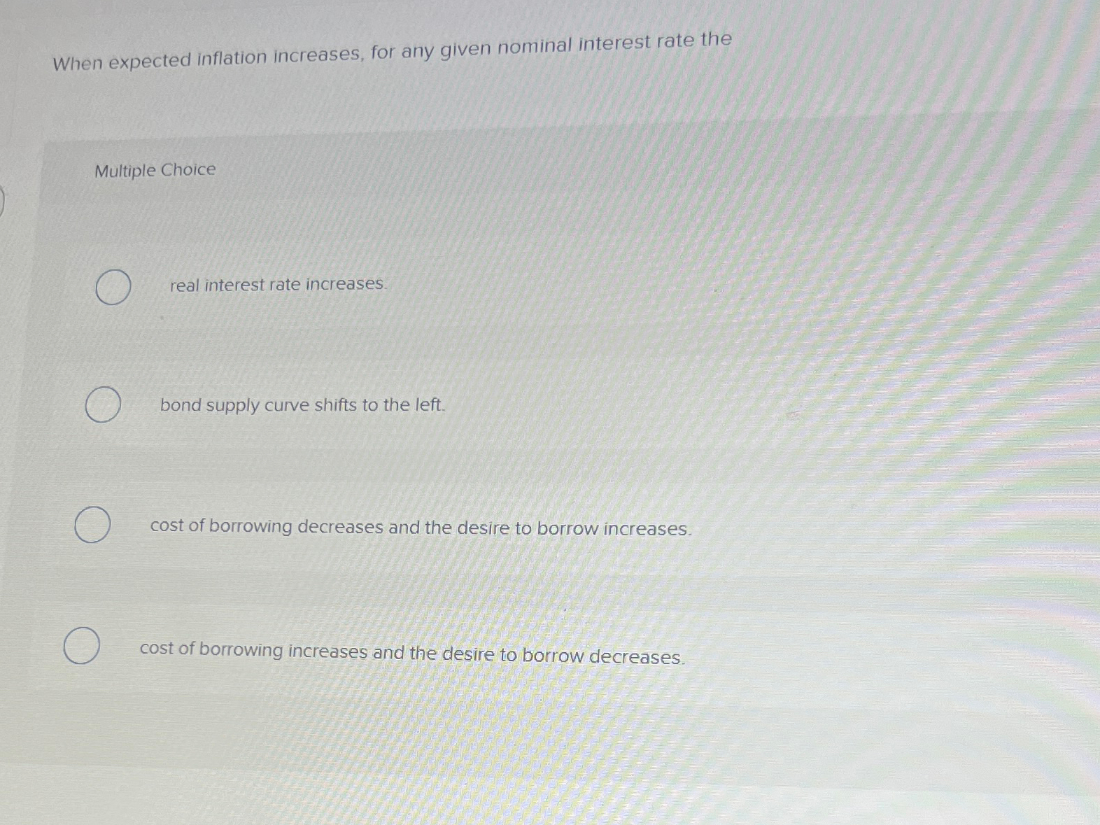 Solved When expected inflation increases, for any given | Chegg.com