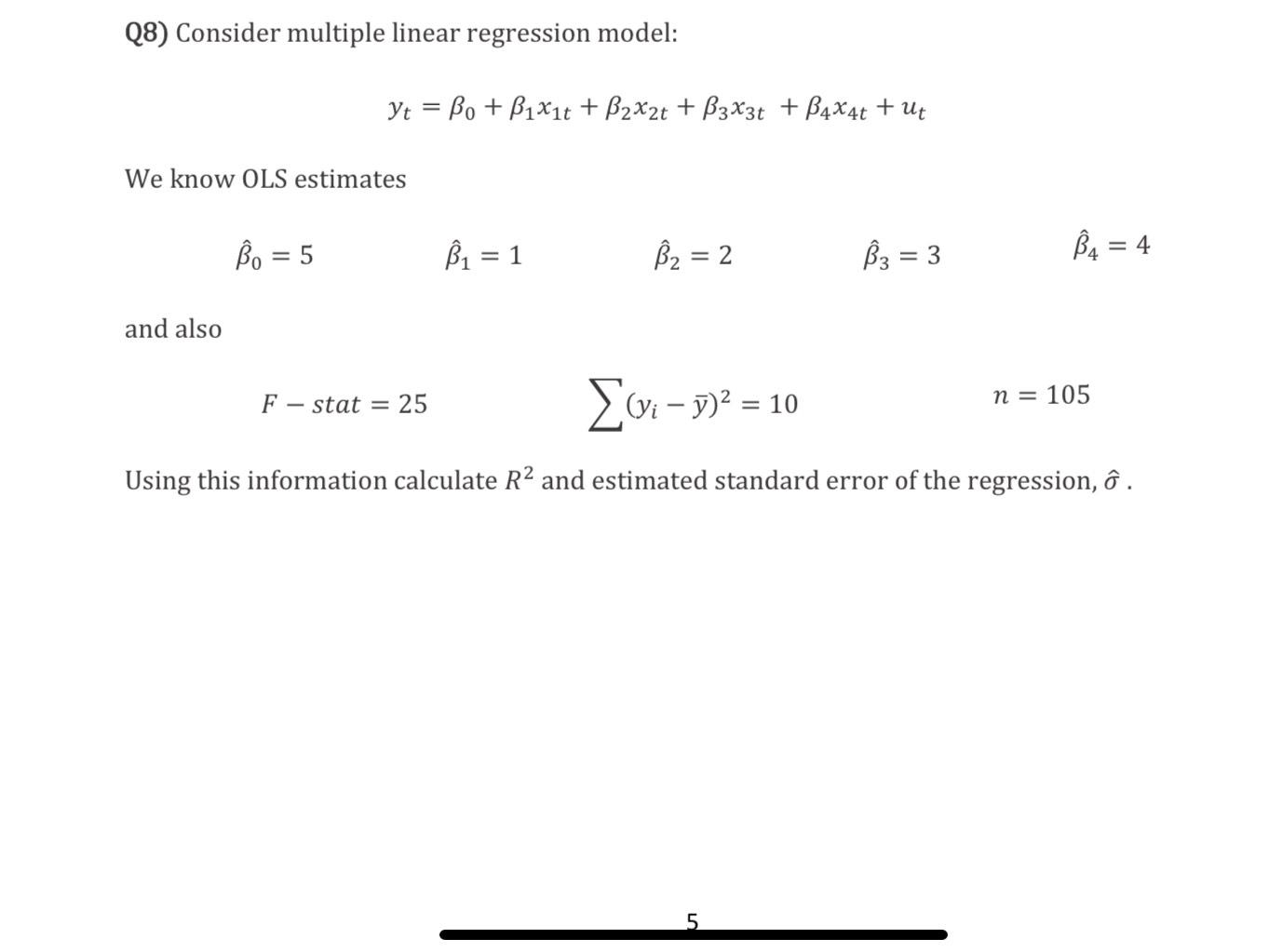 Solved Q8) ﻿Consider multiple linear regression | Chegg.com