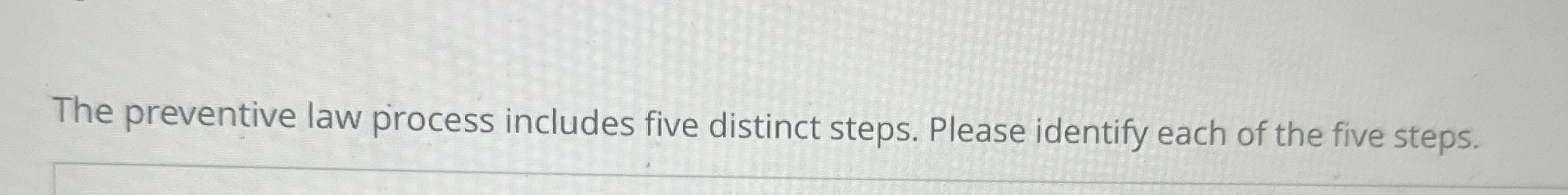 Solved The preventive law process includes five distinct | Chegg.com