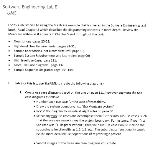 Software Engineering Lab EUMLFor this lab, we will be | Chegg.com