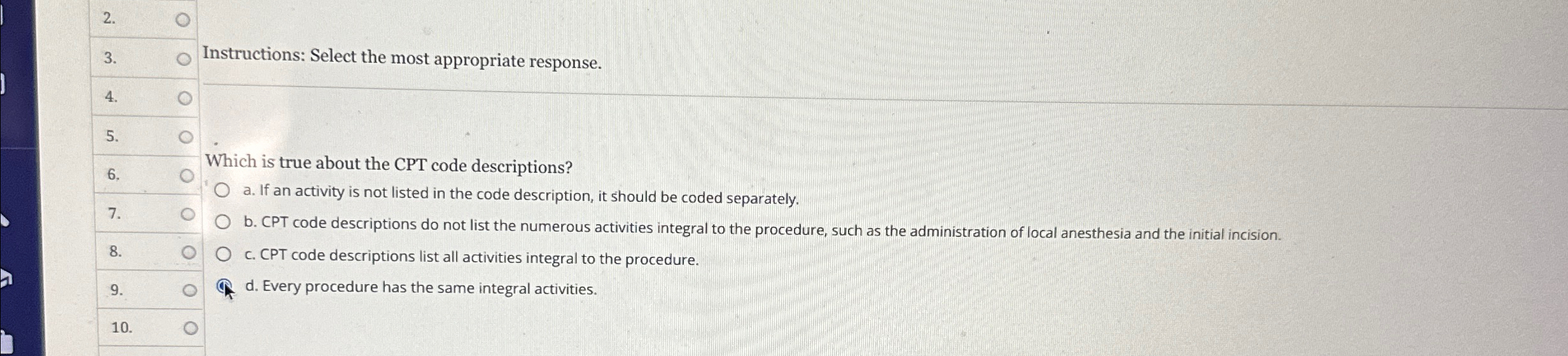 Solved Instructions: Select the most appropriate | Chegg.com